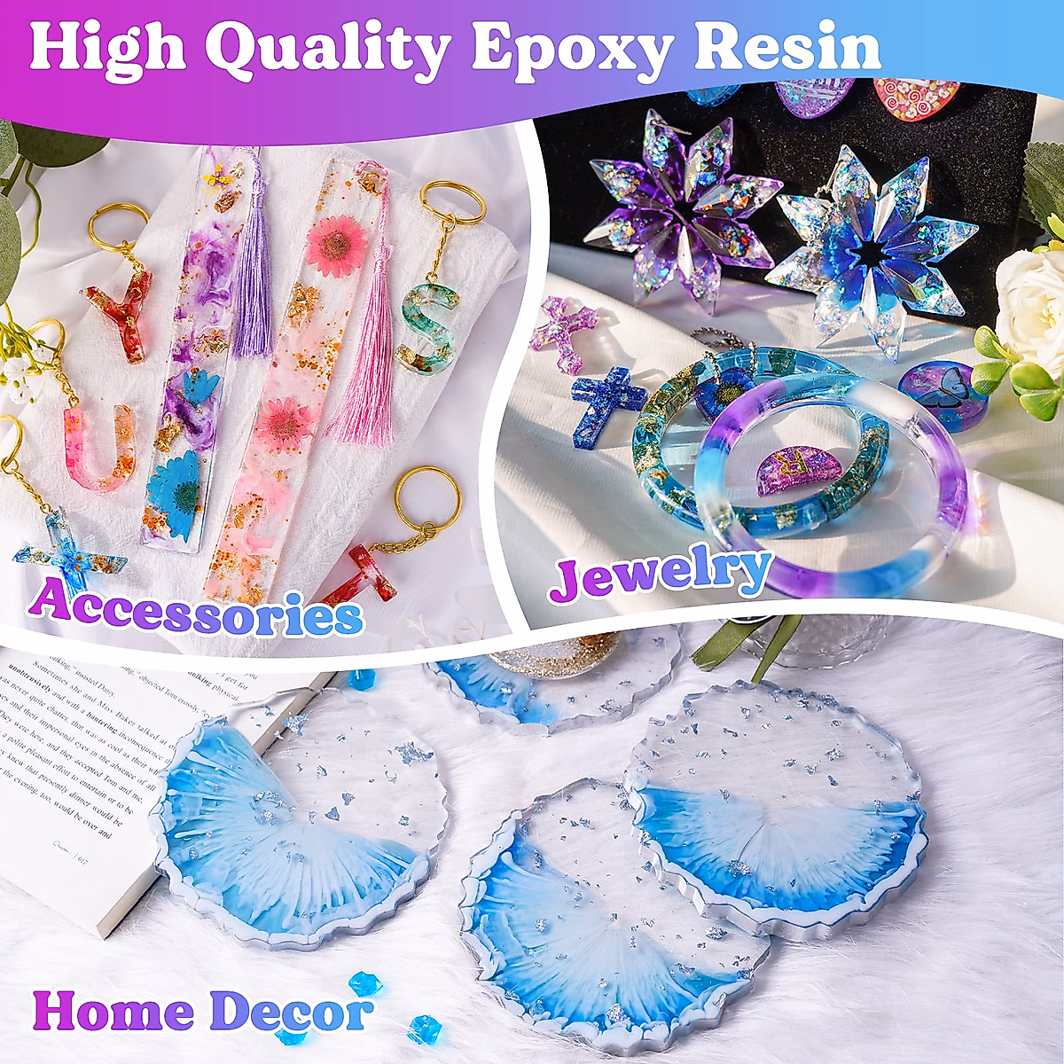 LET'S RESIN 16oz Clear Epoxy Resin,Bubbles Free Casting Resin for Art Crafts, Jewelry Making, Crystal Clear 2 Part Resin and Hardener with Mixing Cups, Stir Stick, Transfer Pipettes, Gloves