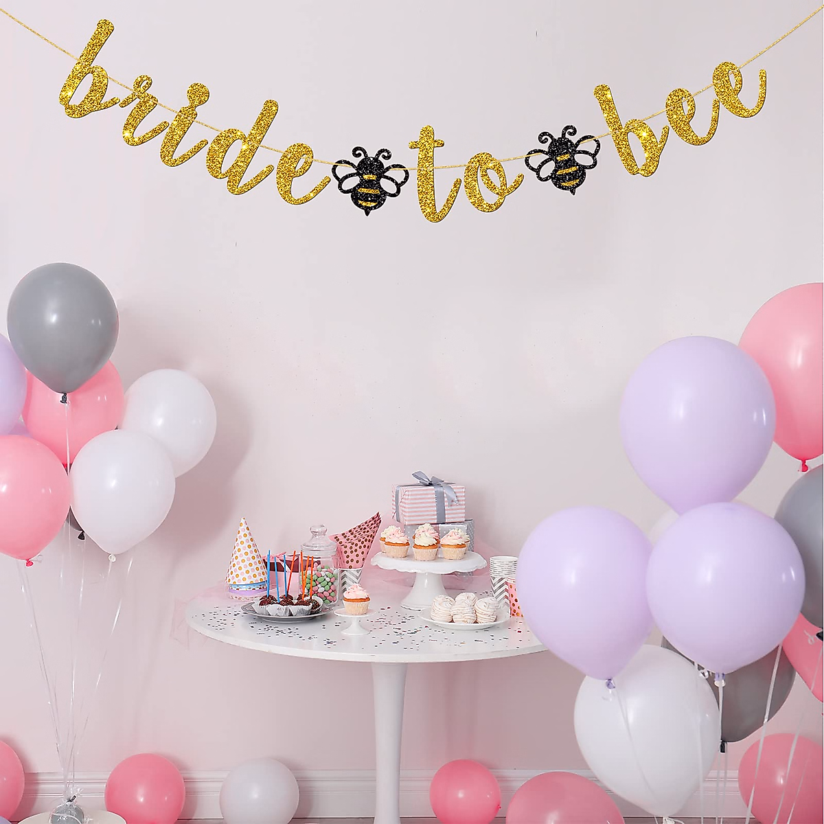 INNORU Bride to Bee Banner, Bridal Shower Party Decorations, Wedding Bee Party, Bee Engagement Bachelorette Party Decoration Gold Glitter