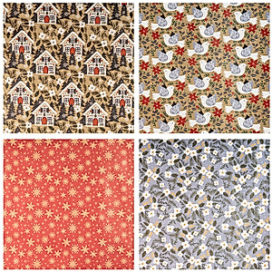 RUSPEPA Christmas Wrapping Paper, Kraft Paper - Dove, Snowflake, Flower, and House - 4 Rolls - 30 inches x 10 feet per Roll