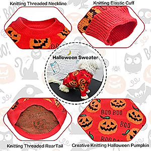 Vehomy Dog Cat Halloween Sweater Dog Halloween Costume Pet Halloween Turtleneck Sweater Clothes Pet Pumpkin Pullover Knitwear Warm Halloween Cat Pumpkin Sweater M
