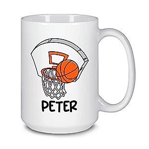 Kids Personalized Basketball Mug, Custom Basketball Sport Coffee Mug With Child's Name, Child's Basketball Cups, Basketball Ceramic Mugs For Kids, Customized Kids Basketball Coffee Cups 11oz 15oz