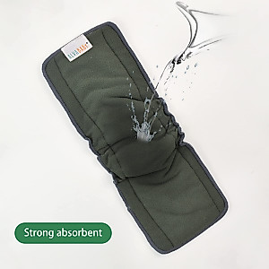 ALVABABY Reusable 5 Layers 12 Pack Inserts with Gussets for Baby Cloth Diaper and Cloth Diapers Covers 12FLN