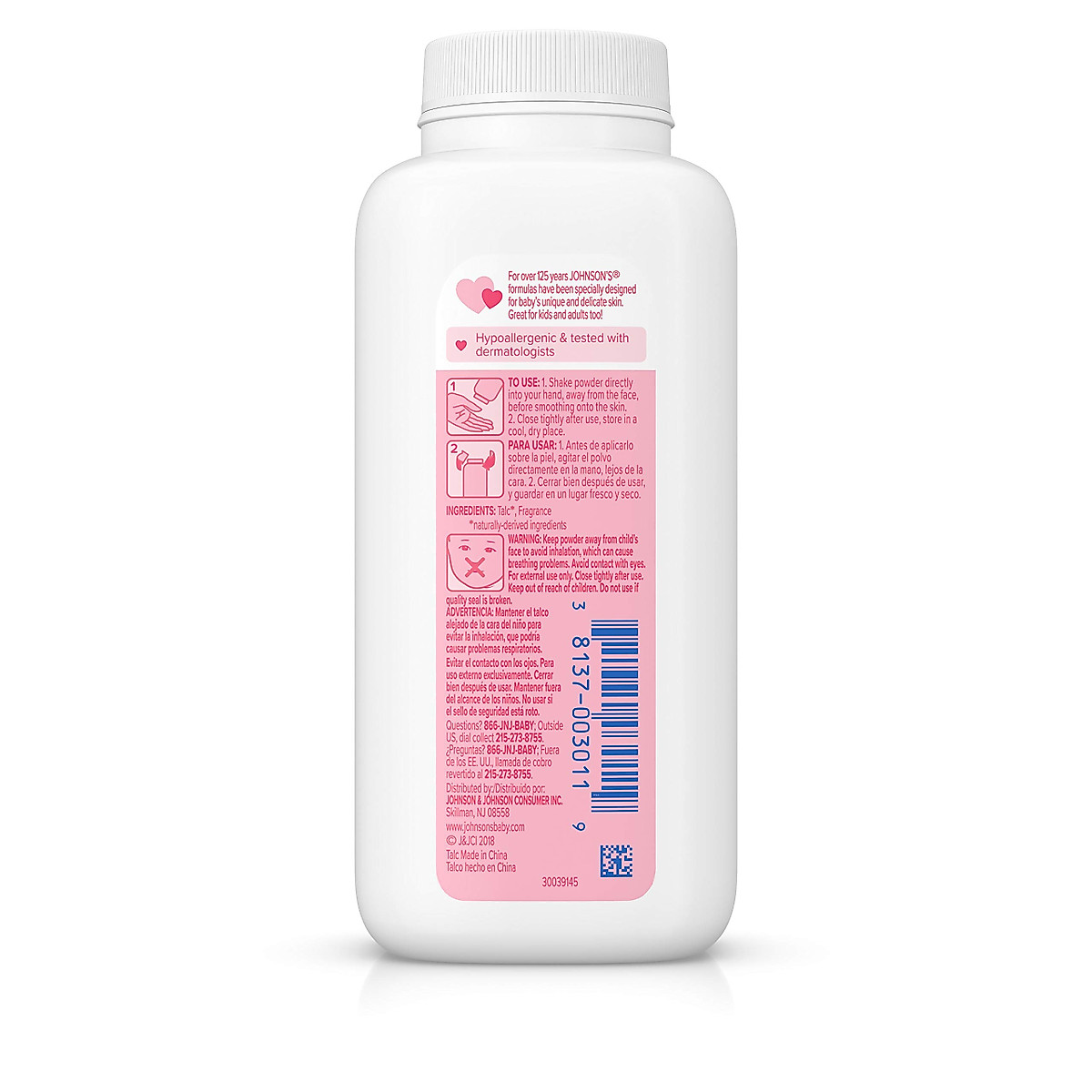 Johnson's Baby Powder, Hypoallergenic and Paraben Free, 4 oz