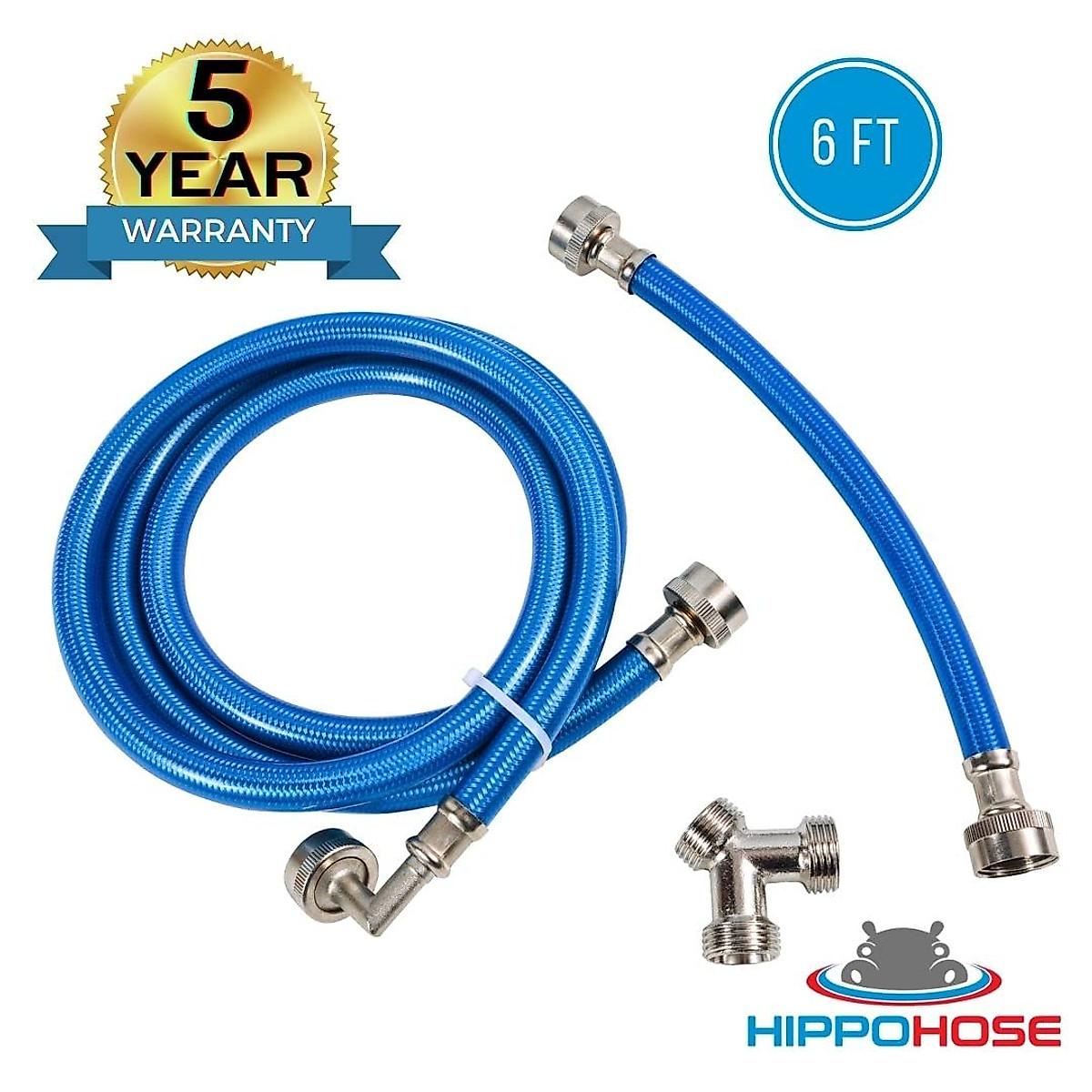 Steam Dryer Hose Install Kit (6 FT) - 3-Layer PVC Coated Stainless Steel - Burst Proof - Universal Fit to All Steam Dryer Brands - Includes 90 Degree Elbow, 1 Foot Inlet and Y Connector