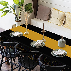 3 Pack Graduation Tablecloth, Graduation Party Decorations, Black and Gold Tablecloths for Rectangle Tables, 54" x 108" Disposable Plastic Table Cloth for Parties, Graduation Party Supplies, Wedding