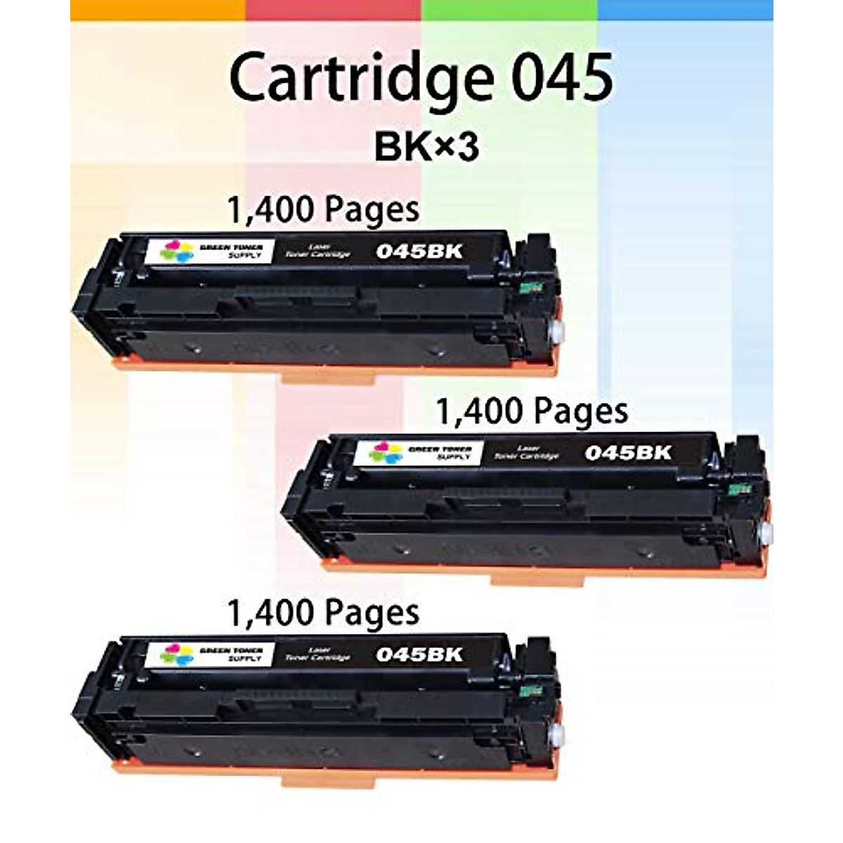 (Pack of 3) Compatible 045 045H Toner Cartridge Canon045 CRG-045 CRG-045H (3xBlack, 1,400 Page Yield) for use in Laser Printer Color imageCLASS MF632CDW MF634CDW imageCLASS LBP612CW, Sold by GTS