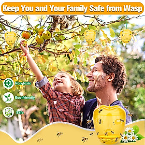 Protecker Wasp Trap, Yellow Jacket Hanging, Repellent Carpenter Bee Traps for Outside, Killer Deterrent Insect Fly Catcher, Non-Toxic Reusable Hornet (2 Pack)