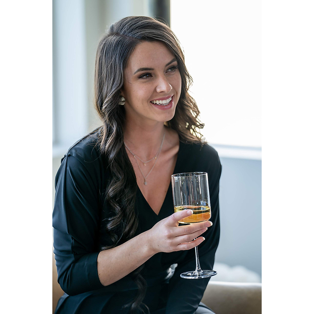 Aspen & Birch - Modern Wine Glasses Set of 4 - Red Wine Glasses or White Wine Glasses, Premium Crystal Stemware, Long Stem Wine Glasses Set, Clear, 15 oz, Hand Blown Glass Crafted by Artisans