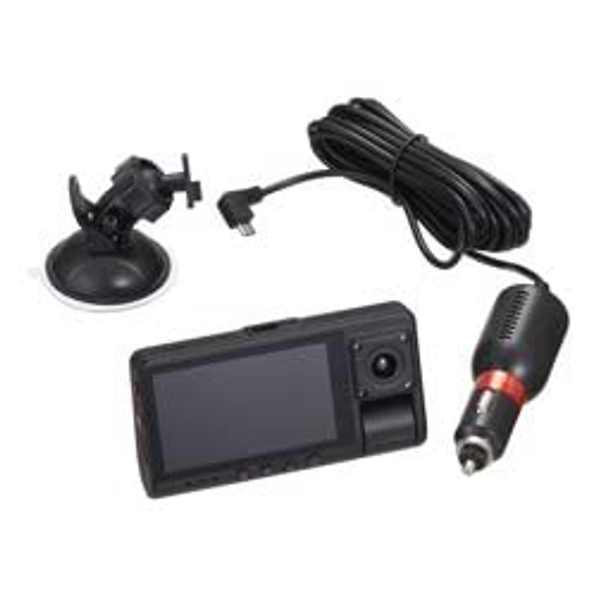 ONN Dual Dash Cam with Ultra-Wide Angle Lens, 3'' LCD Screen, Front 1080P Wide Angle Camera with 16GB SD Card, Supports 128GB max, Built in G-Sensor (Renewed), Black