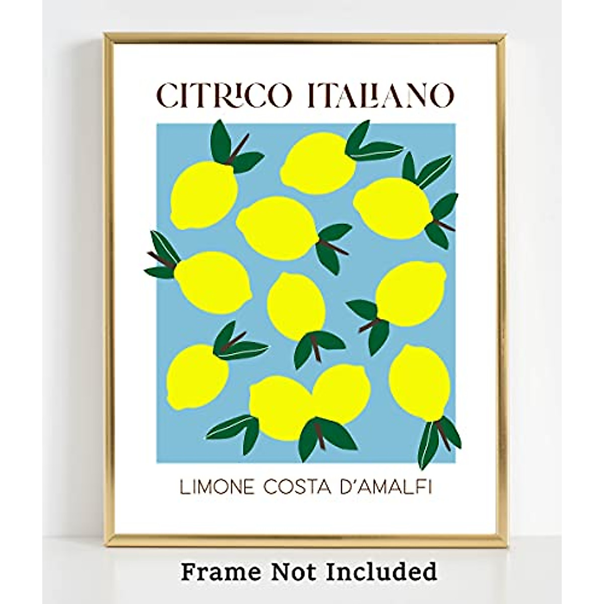 Abstract Fruit No.11 Lemons Exhibition Wall Art Print. 11x14 UNFRAMED Modern Kitchen Wall Decor. Shades of Green, Yellow & Blue on White.