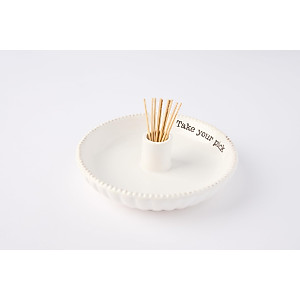 Mud Pie Take Your Pick, Toothpick Dish, 1.25" x 6" dia, White