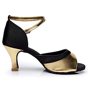 MLAGJSS Women Rhinestone Ballroom Dance Shoes Latin Salsa Performance Dance Shoes