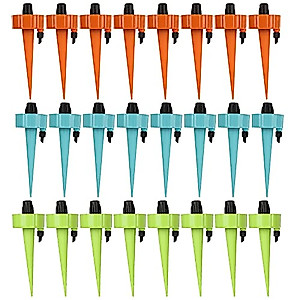 24 Pcs Plant Self Watering Spikes, Garden Plant Self Watering Devices, Automatic Drip Irrigation Spikes with Slow Release Control Valve Switch for Outdoor Indoor Vacation Holiday Plant Watering
