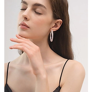 Gemini Women Silver Plated CZ Diamonds Big Large Round Hoop Earring Valentine Day Gifts Gm008, Size: 2 inches