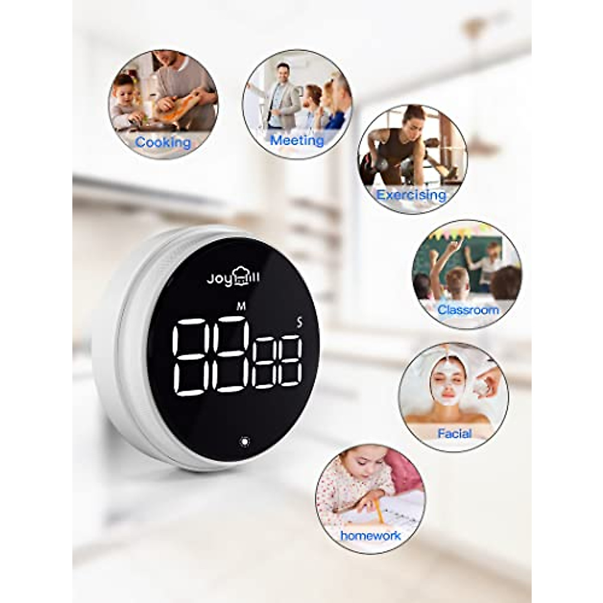 Revolutionary Digital Kitchen Timer: Large LED Display, 3 Volume Levels, Magnetic & Portable - Ideal for Cooking, Teaching, Fitness, & More!(Black)