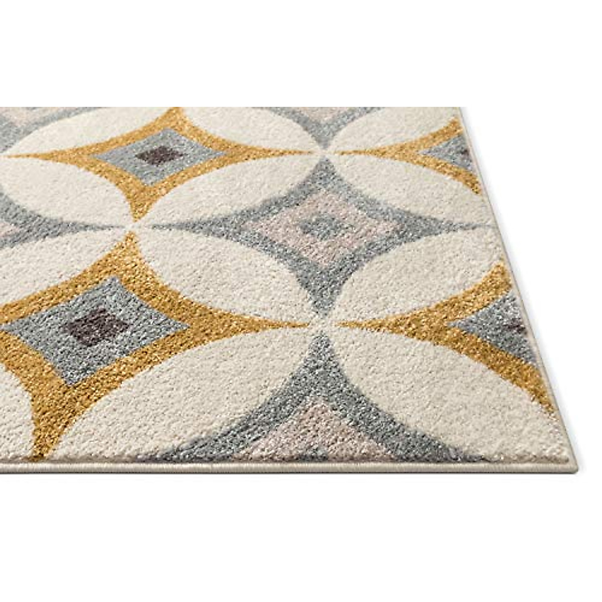 Well Woven Greyson Scanadnavian Retro Diamond Geometric Grey & Gold Area Rug 8x11 (7'10" x 9'10")