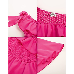 Danna Belle Pink Dress for Girls Summer Party One Shoulder Sleeveless Ruffle Dresses Size 7