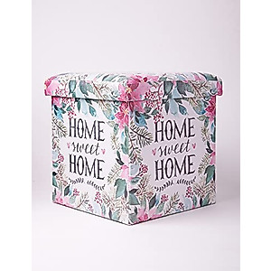 HONCOEN Folding Ottoman Footrest Keepsake Box Modern Decor Gifts Home Statue Sculpture Leather Footstool Arts Crafts 13x13inch