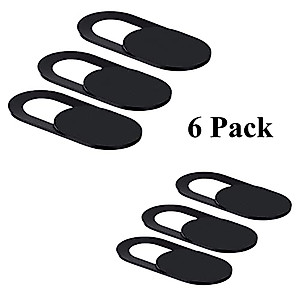 Webcam Cover Slide (6 Pack) 0.03 Inch Ultra-Thin Web Front Camera Cover for Laptop, PC, Desktop, Smartphone, Tablet, Blocker Slider Visual Privacy, Black