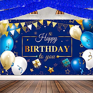 6 Pack 10 Feet Foil Fringe Garland Metallic Tinsel Streamers Banner Wall Hanging Curtain Backdrop Banner for Parade Floats, Thanksgiving, Christmas, Birthday, Halloween Party Decorations(Blue)