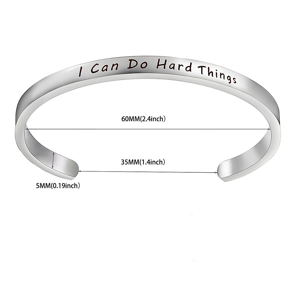 MAOFAED I can do hard things Cuff Bracelet Inspiration Jewelry Goddaughter gifts (Silver)