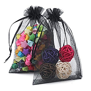 Black Organza Bags,100 Pcs Organza Bags 4 x 6 inches,Drawstring Organza Jewelry Favor Pouches,Wedding Party Festival Gift Bags,Candy Bags for Valentines Day,Baby Showery (10 x 15 cm)