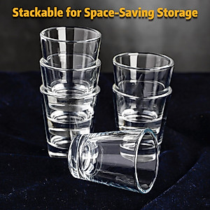 LEYU Shot Glasses Set of 12, Clear Small Shot Glass for Whiskey Tequila Vodka, 1.5oz Mini Glassware Cups With Heavy Base - Stackable