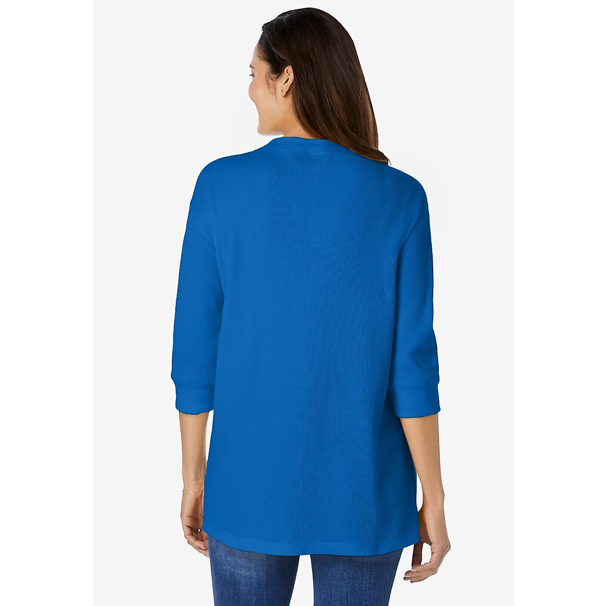 Woman Within Women's Plus Size Three-Quarter Sleeve Thermal Sweatshirt - 22/24, Raspberry Sorbet