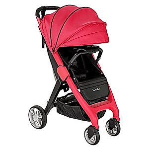 Larktale chit Chat Plus | Lightweight Full-Featured Stroller for Newborns and Toddlers | Compact Folding Stroller for Travel Featuring Eco-Friendly Materials and One-Handed Steering, Barossa Red