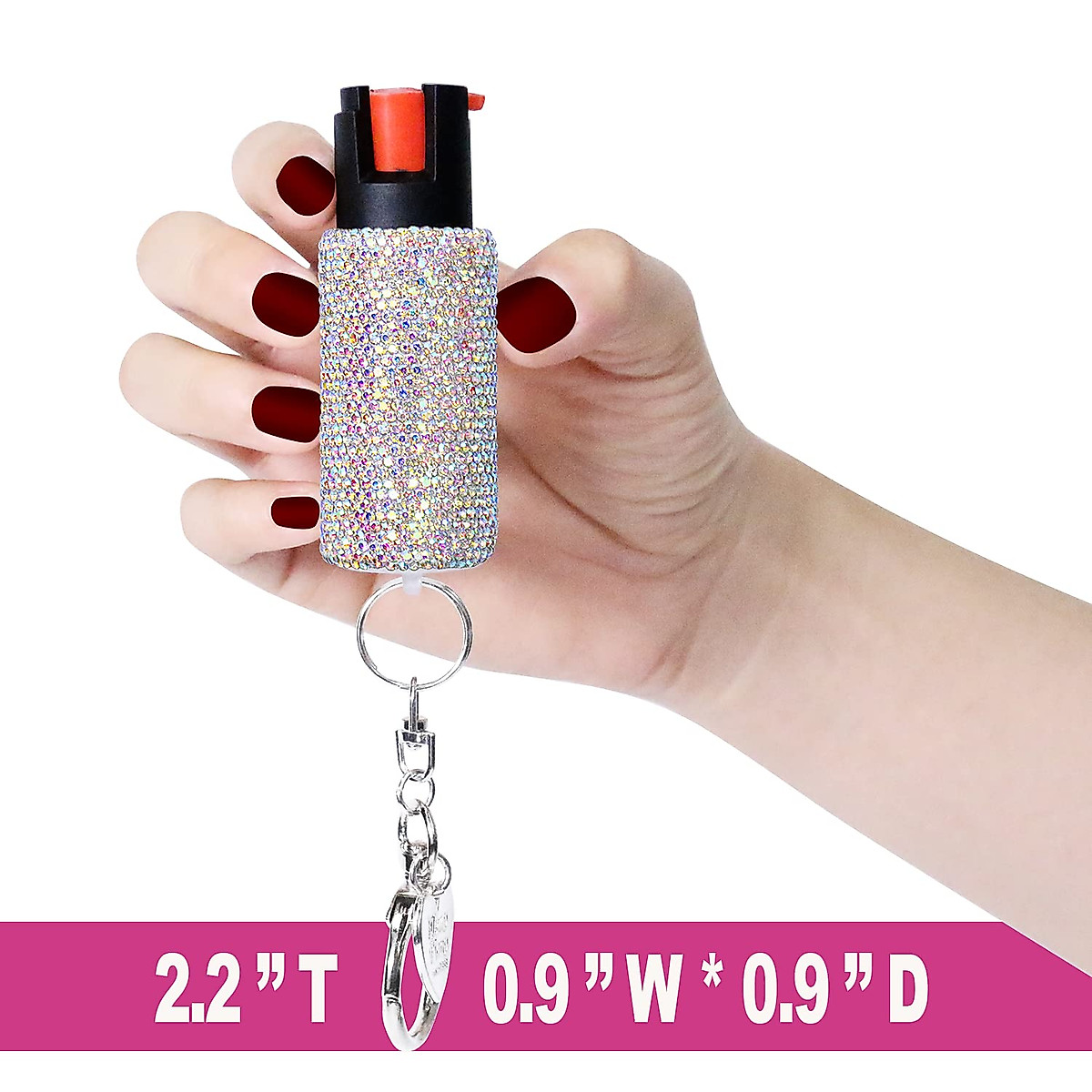 Hope Bobbie Bling-it-On Pepper Spray Keychain-Maximum Strength OC Spray for Self Defense-Fashionable Key Holder-7ft (2M) Range, Glitter Cute Rhinestone Pepper Spray for Women (CrystalAB)