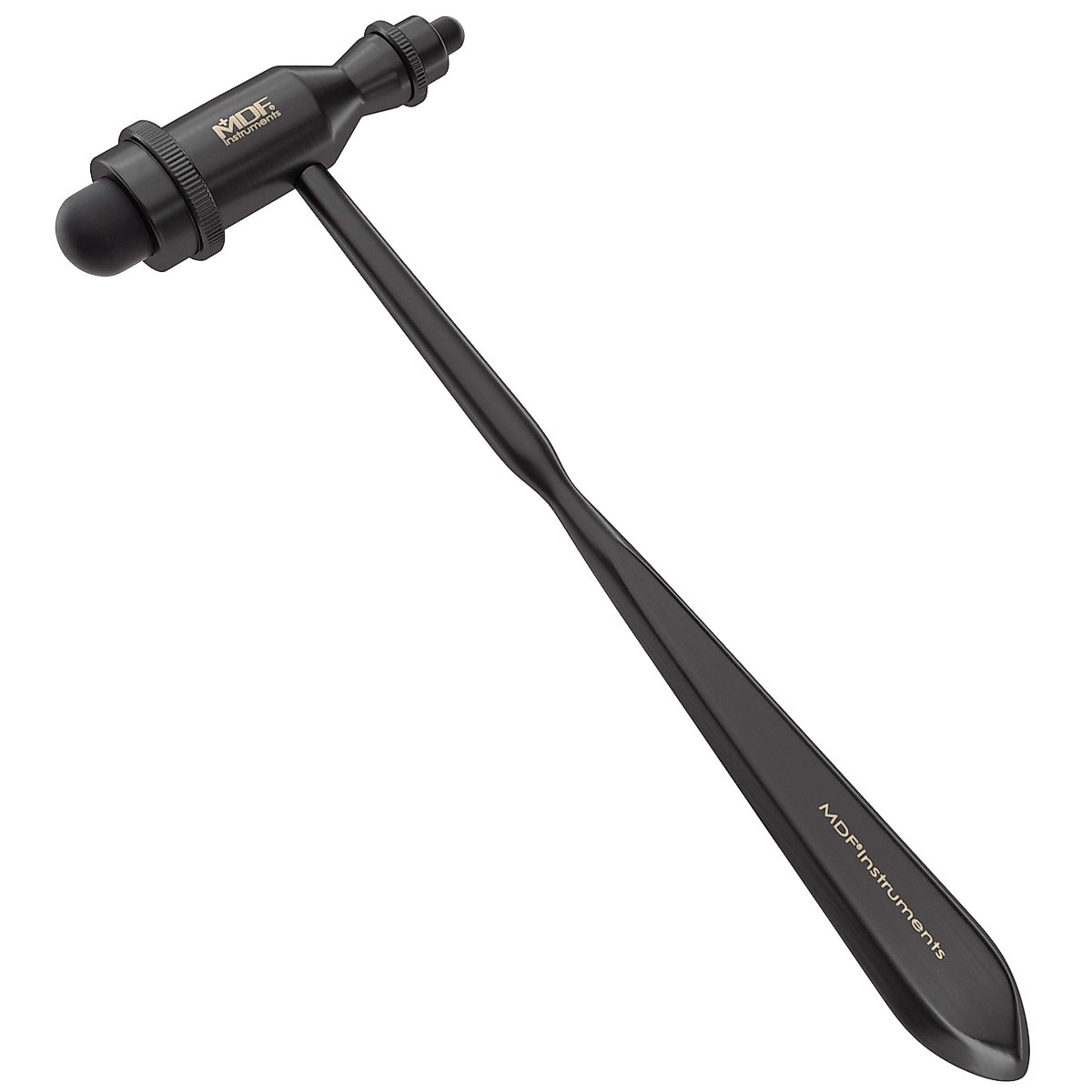 MDF Instruments, Tromner Neurological Reflex Hammer with Pointed Tip Handle for Cutaneous and Superficial Responses - Free-Parts-for-Life (MDF555) (All Black (Blackout))