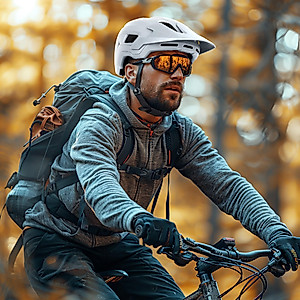 OUWOR Road & Mountain Bike MTB Helmet for Adult Men Women Youth, with Removable Visor and Adjustable Dial (Camouflage Green)