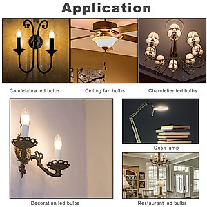 truestory B10 LED Candelabra Light Bulb,E12 Base 5W Equivalent 50W, Warm White 2700K, Filament Clear Glass, Dimmable, Pack of 6