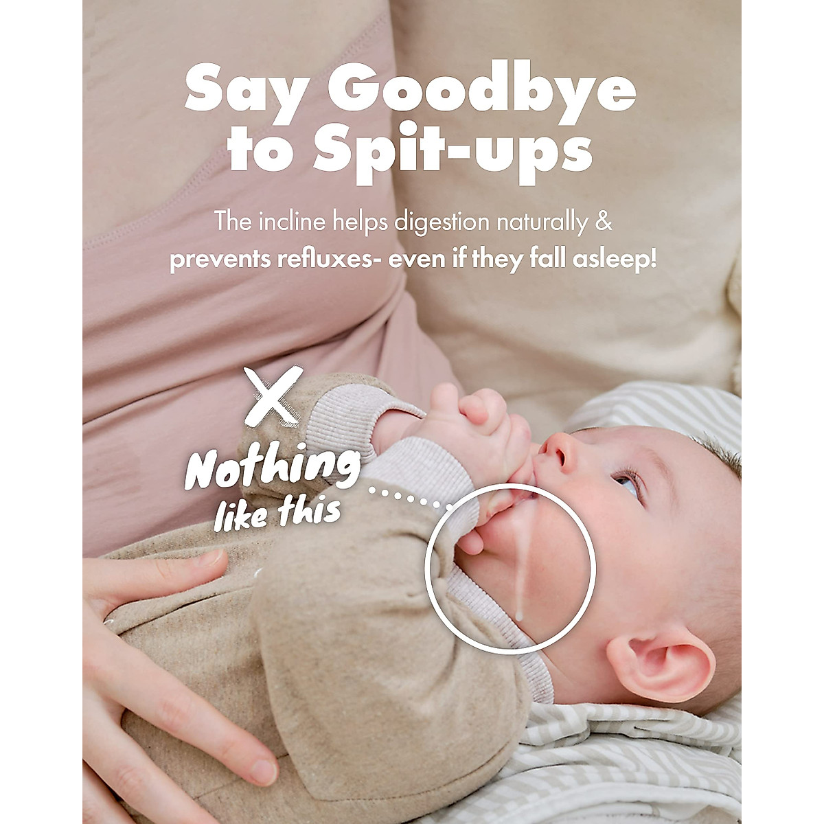 BABESTELLAR Natural Inclined Nursing Pillow | Hypoallergenic Pillow - Nursing Pillows for Breastfeeding | Pillow Lounger | Adjustable Nursing Pillow w/Waist Strap