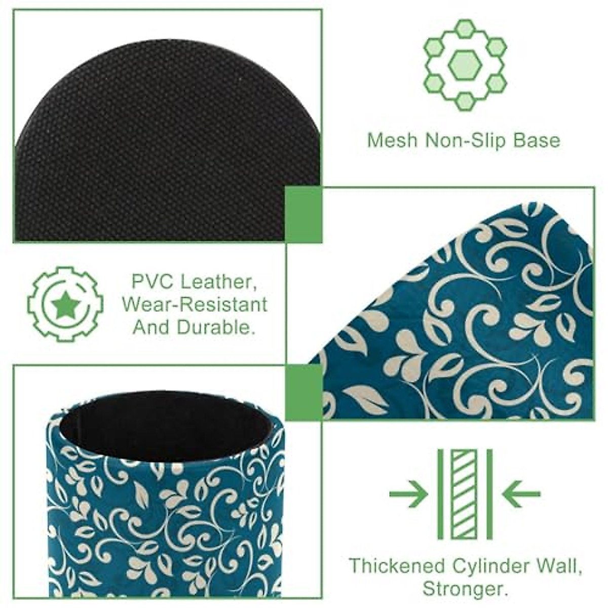 VIOQXI Pen Holder for Desk PVC Leather Pencil Cup Stand Round Desktop Pen Organizer Pot Makeup Brush Holder for Office School Classroom Home Classical Pattern