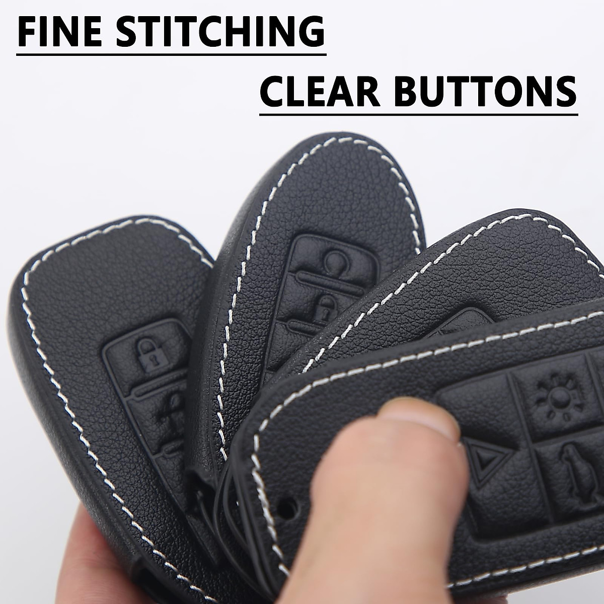 LoyalSoldier Genuine Leather Smart Key Fob Cover Case Compatible with Volvo XC40, XC60, XC90, S90, S60, V60, V90 2019-2023(B Model)