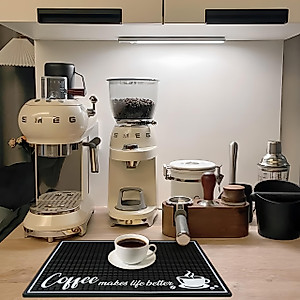 DOZARMOTA Coffee Bar Mat for Spill-proof, Dish Drying Mat, Coffee Bar Accessories for Coffee Station, Self Serve Coffee Maker Decor Mat, Bars Rubber Backed Non-slip Pot Mat 18x12 Inch