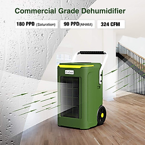 COLZER 180 Pints up to 7,000 Sq. Ft Commercial Dehumidifier Includes Pump & Drain Hose, Powerful Compressor Fast Draw Air for Water Damage, Ideal for Basements, Building Sites, Warehouse