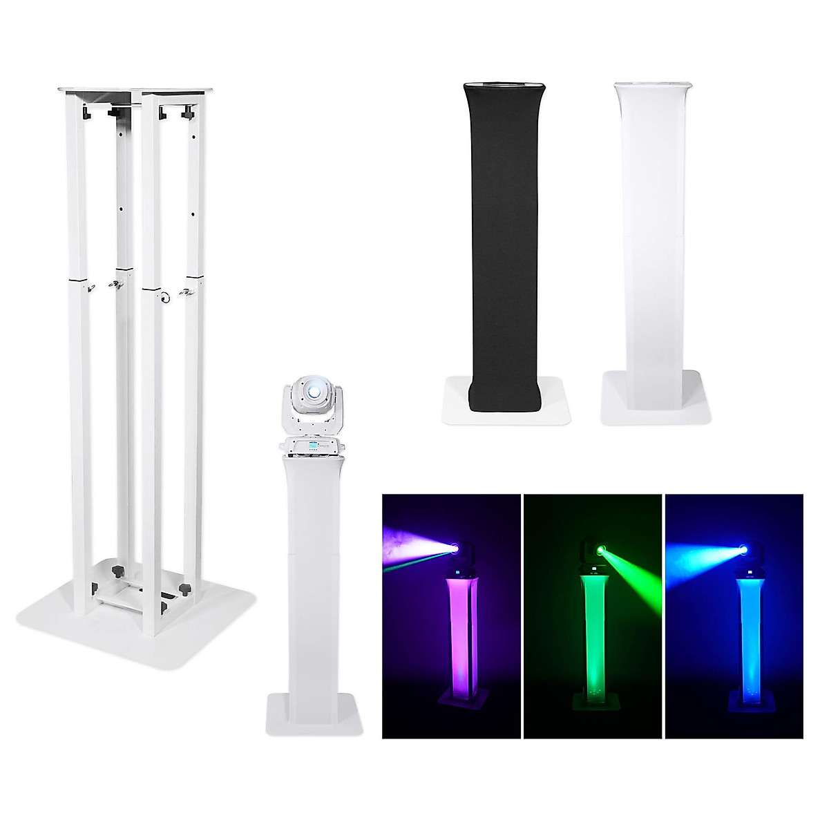 (2) Totem Stands+Black+White Scrims For (2) Chauvet Maverick Mk 2 Profile Lights