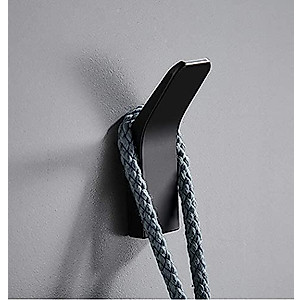 Gerhannery Self Adhesive Hooks Space Aluminum Adhesive Wall Hanger for Robe Closet Bathroom Kitchen Office No Drill，Glue Included(Matt Black)