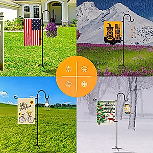 Rexwnadu Shepherd Hook&Garden Flag Holder Stand 48 Iches Bi-Use Sherpherd Hooks Heavy Duty Flag Pole Adjustable Height Yard Flag Stand Garden Decoration Rust Resistant