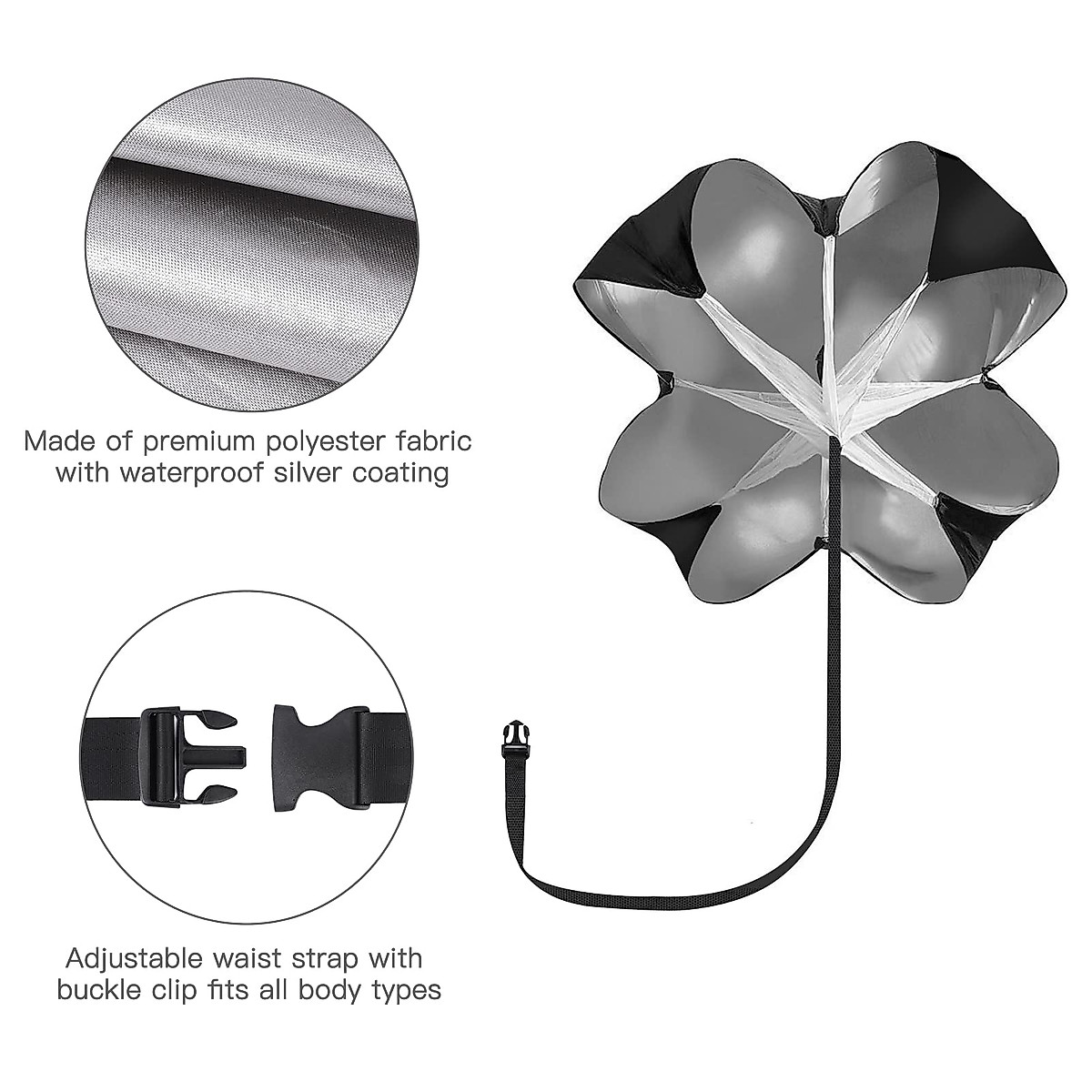 GIEMIT Running Speed Parachute 56" Speed Resistance Parachute with Adjustable Strap, Speed Drills Training Parachute for Speed Training and Strength Training