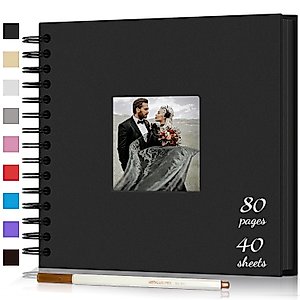 Popotop Scrapbook Photo Album,8x8in 80Pages DIY Hardcover Kraft Photo Album with Display Picture Window,Personalized Blank Memory Book for Family, Wedding,Guest Book,Anniversary