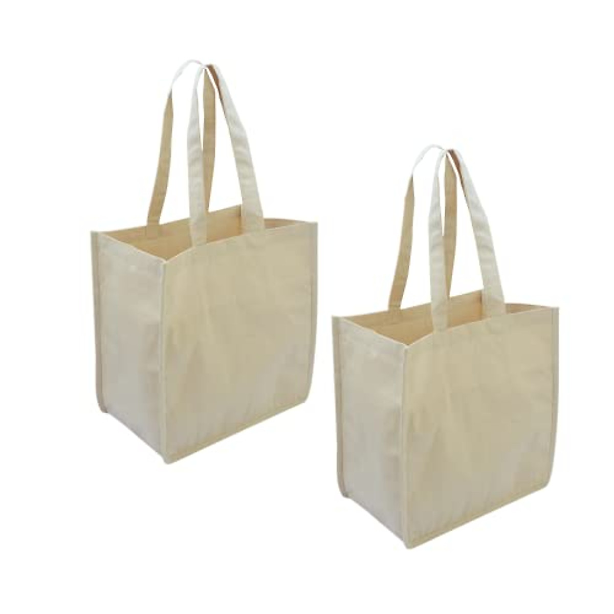 WHITEWRAP Canvas Grocery Shopping Bag with 6 Pockets 14.5” x 13” x 8”