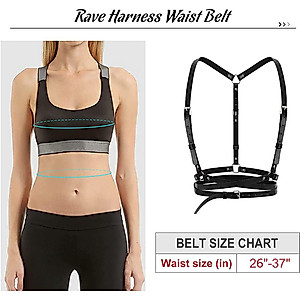 Widyany Punk Belt Black Pu Leather Belt, Harness Belt for Women Gothic Body Adjustable Waist Belts Rave Halloween Dresses Party Accessories