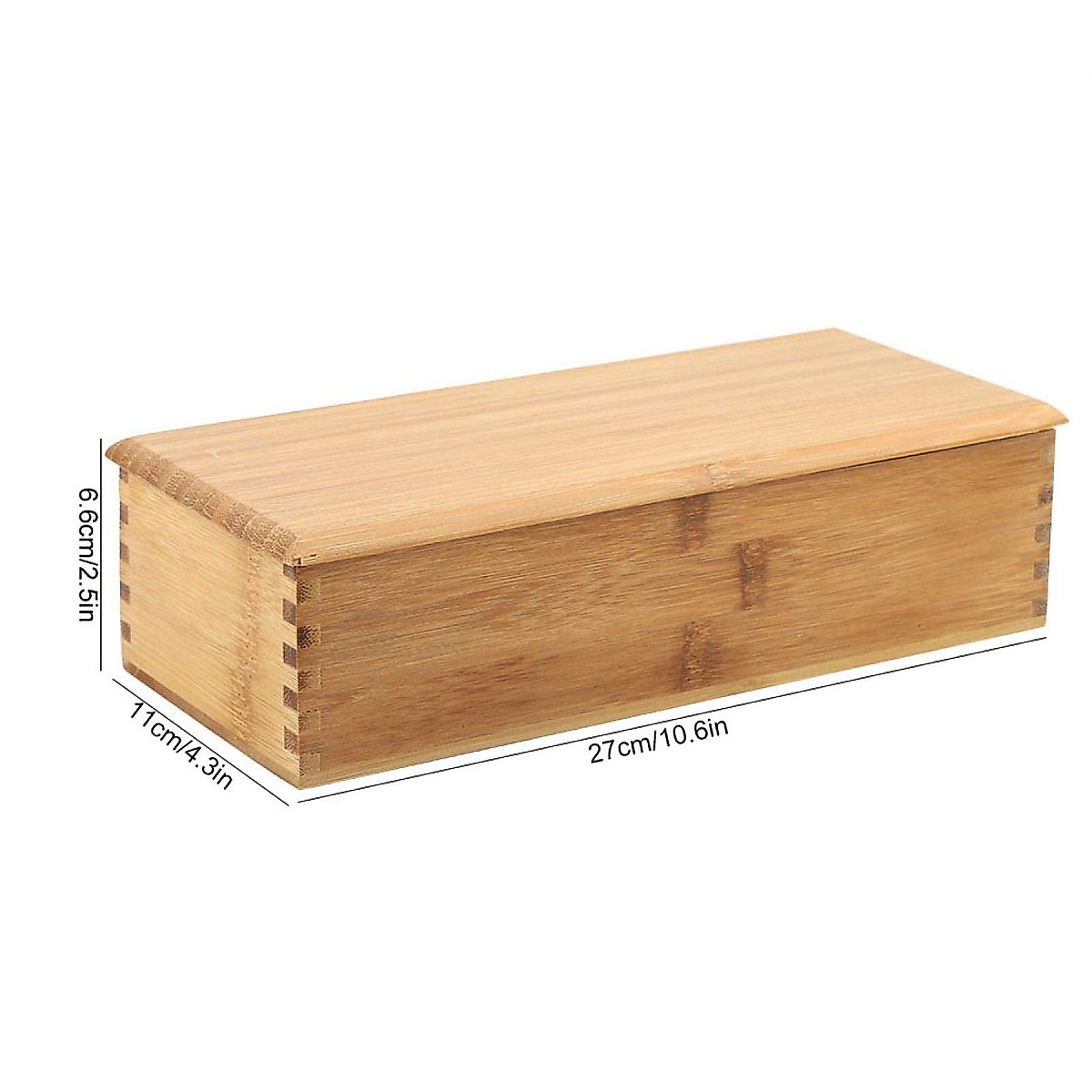 AUNMAS Utensil Holder With Divider and Clear Lid Drawer Flatware Organizer, 10.6×4.3×2.5inch, Japanese Chopsticks Box, Bamboo