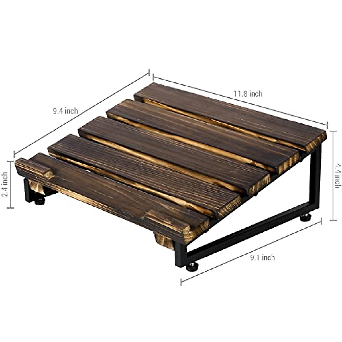 MyGift Rustic Burnt Solid Wood Portable Laptop Stand with Matte Black Metal Angled Frame Legs, Desk Cooling Stand Laptop Riser