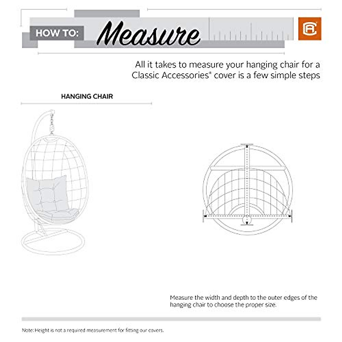 Classic Accessories Veranda Water-Resistant 43 Inch Patio Hanging Chair and Stand Cover, Patio Furniture Covers