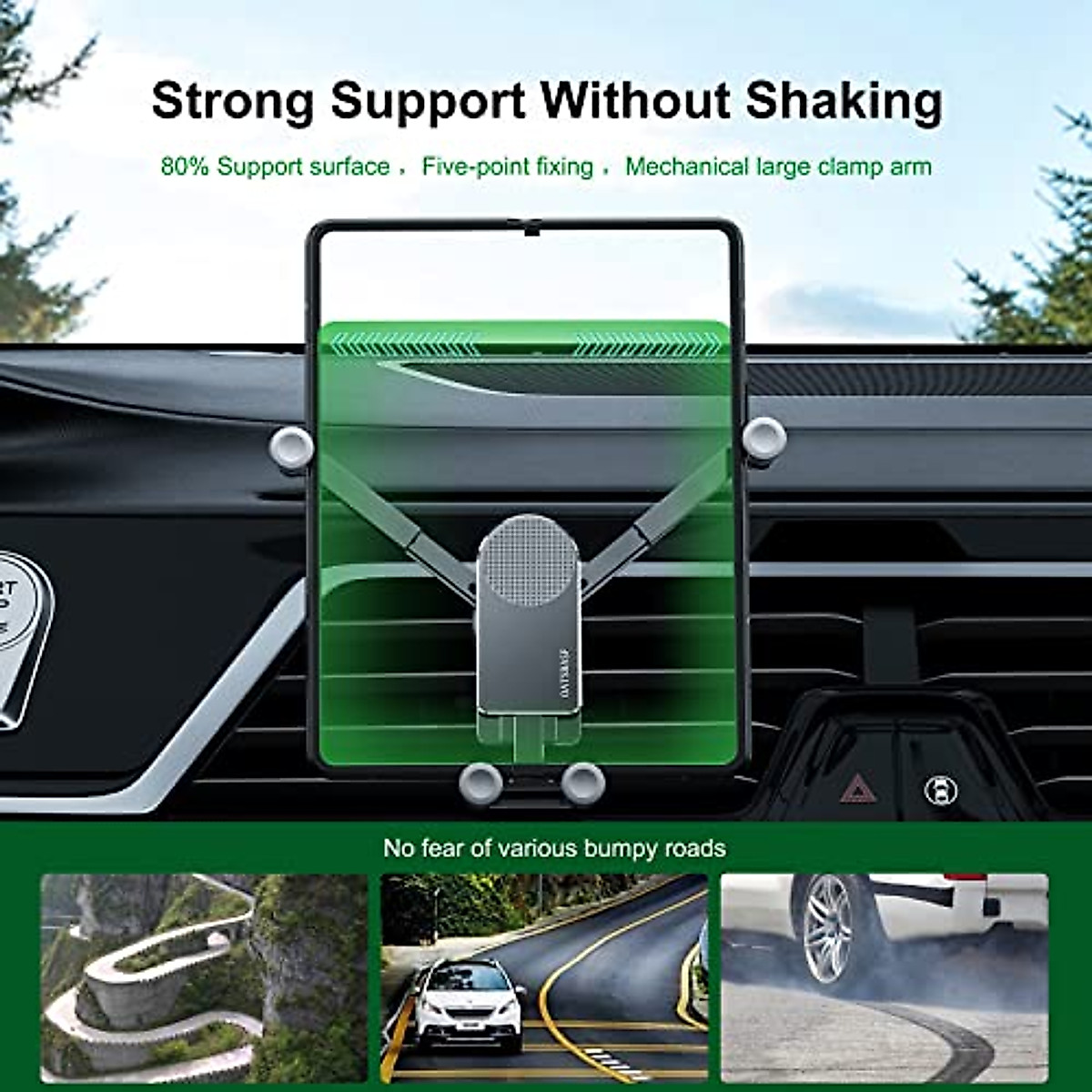 Xuenair Amazing Z Fold Car Mount Universal Z Fold 4 Car Mount Aluminum,Vent Samsung Z Fold 3 Car Mount for Galaxy Z Fold 4 3 2[Without CASE] S21 S20 iPhone 13 pro max 4.7-8" Phones-Black