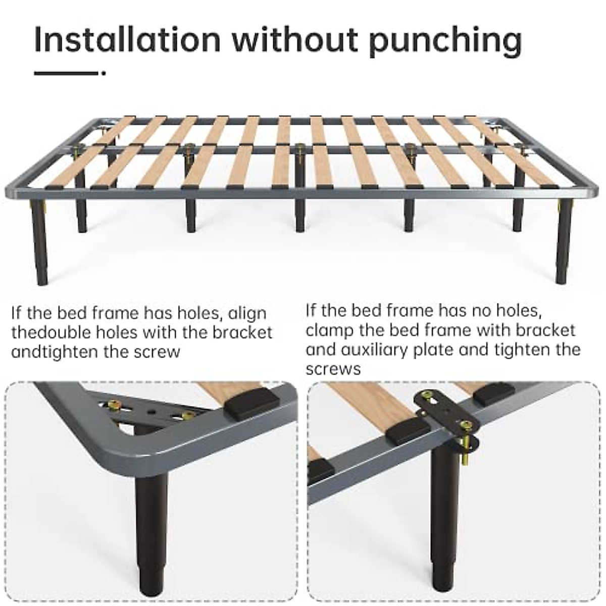 KOMOHOM (4PCS) 10~17 inch Adjustable Height Center Support Leg for Bed Frame, Steel Bed Frame or Wooden Bed Center Slat Support Leg, Adjustable Bed Frame Legs